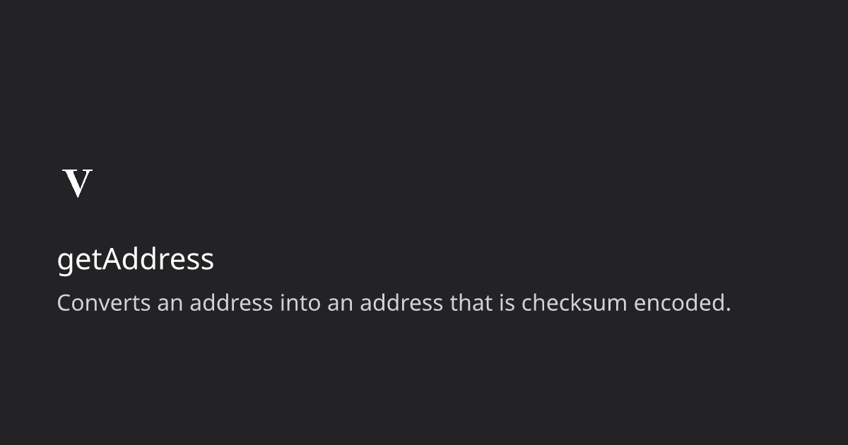 getAddress · Viem