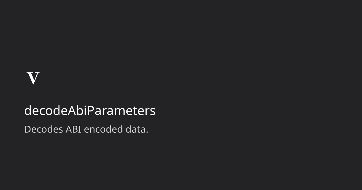 decodeAbiParameters · Viem