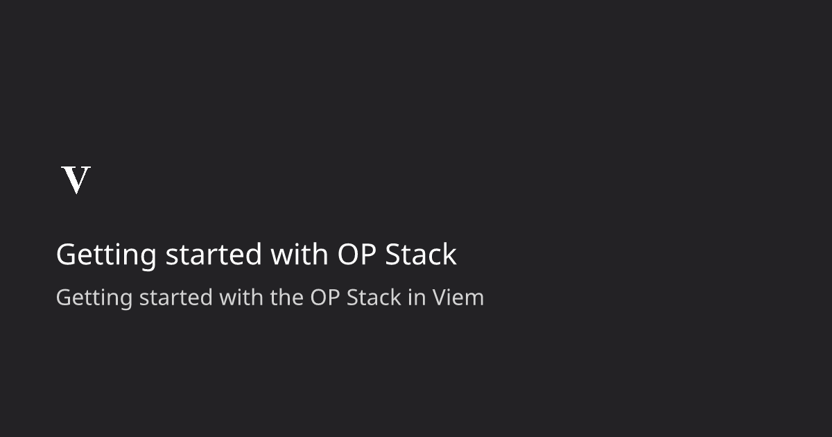 Getting Started with OP Stack · Viem