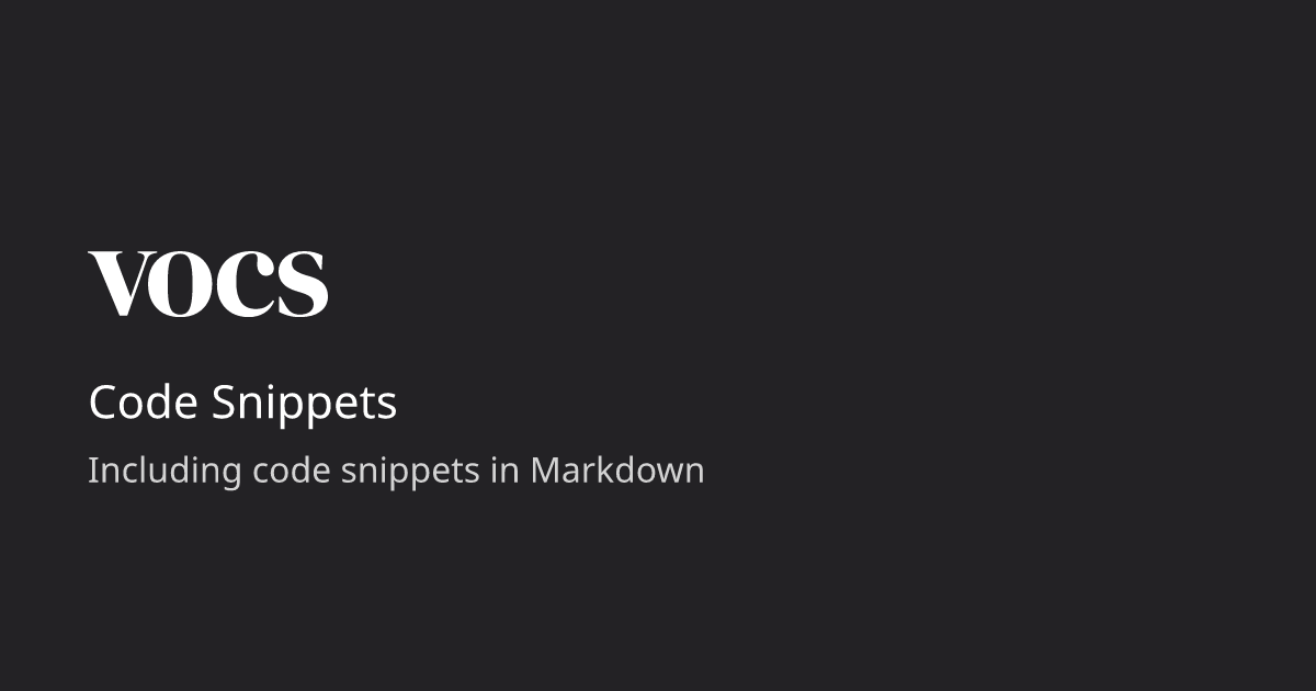 Code Snippets – Vocs