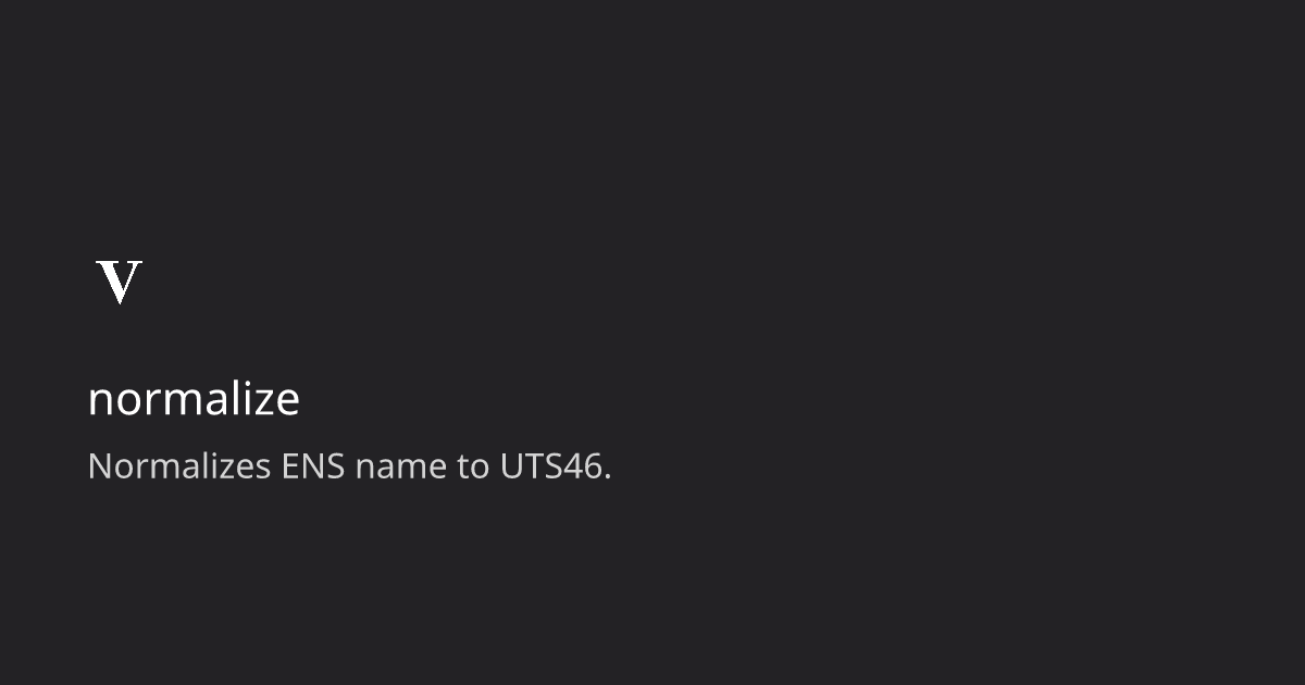 normalize · Viem