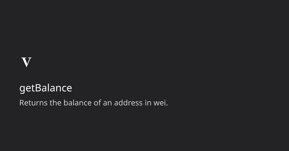 getBalance · Viem